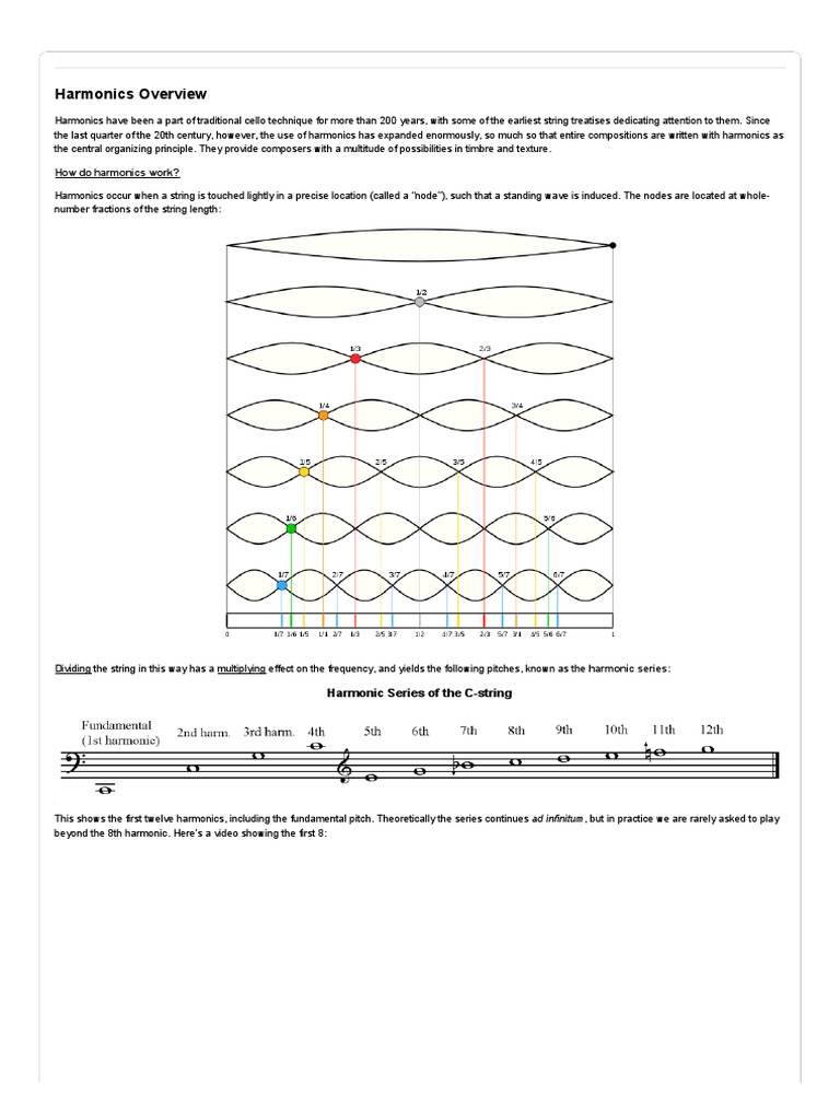 Modern Cello Techniques - Harmonics Overview | PDF | Harmonic | String Instruments
