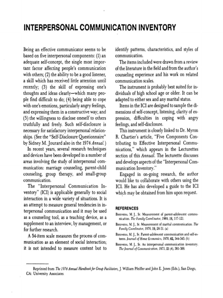 Inventory Conflict Interpersonal Pdf