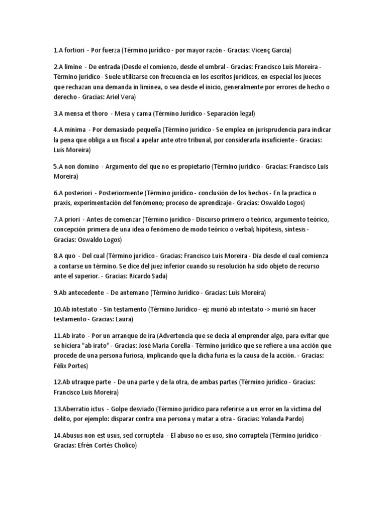 Latinismos Juridicos | PDF | Falacia | Propiedad