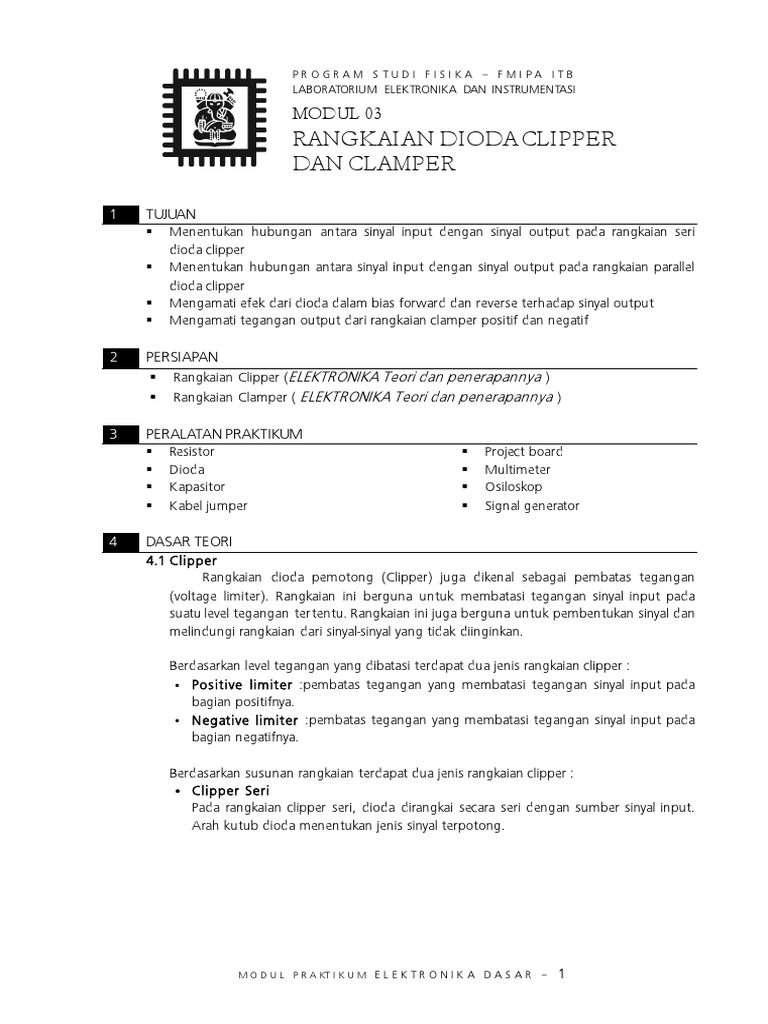 Modul 3 Rangkaian Dioda Clipper Dan Clamper | PDF | Business