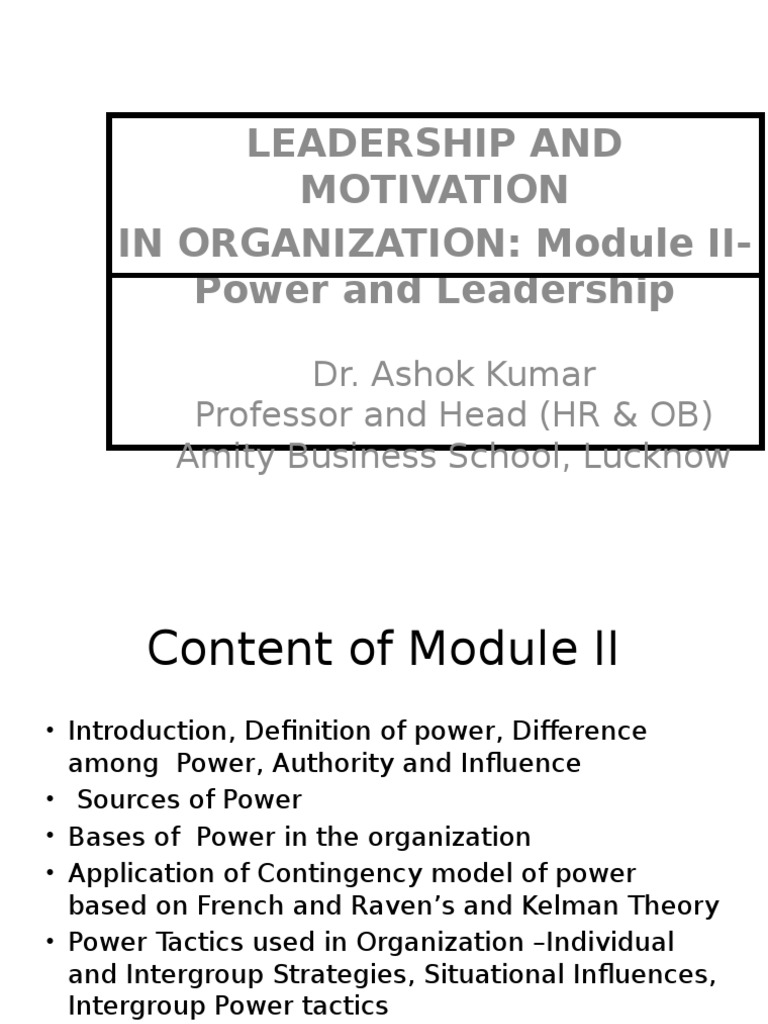 3dc2fmosule II - Power and Leadership | PDF | Power (Social And ...