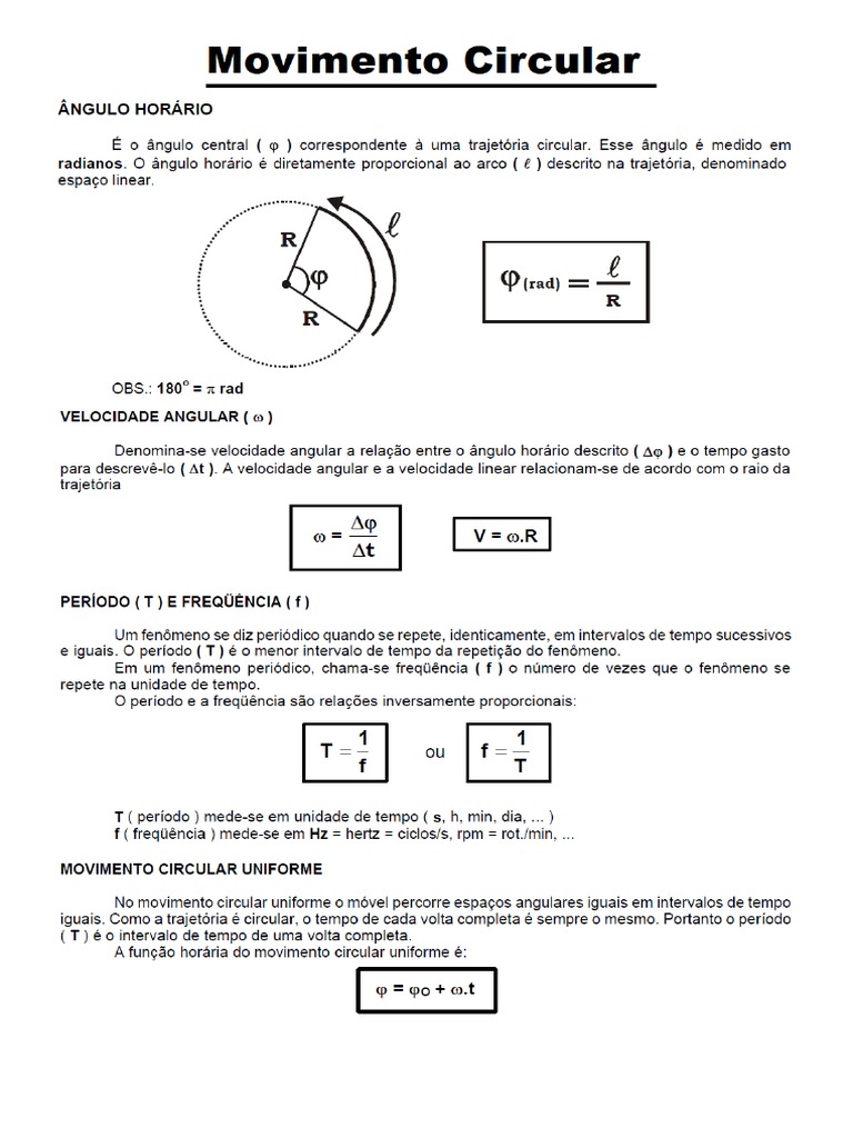 Física - Movimento Circular Uniforme (MCU) - Via Medicina PDF | PDF