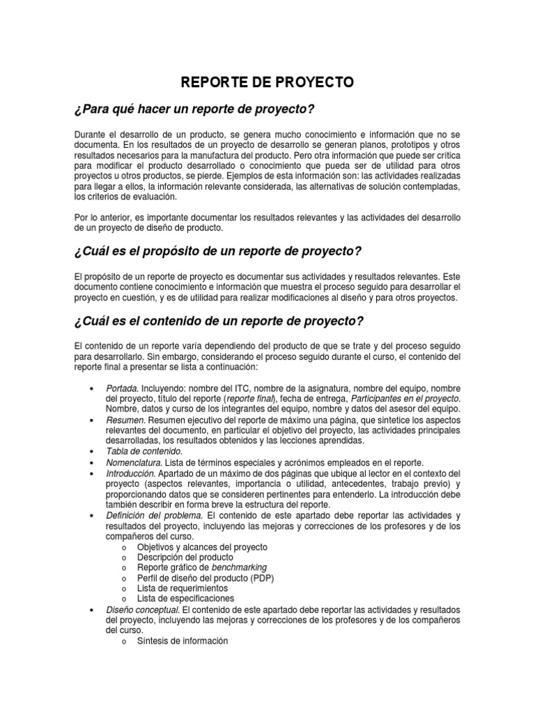 Reporte de Proyecto | PDF | Diseño | Producto (Negocio)