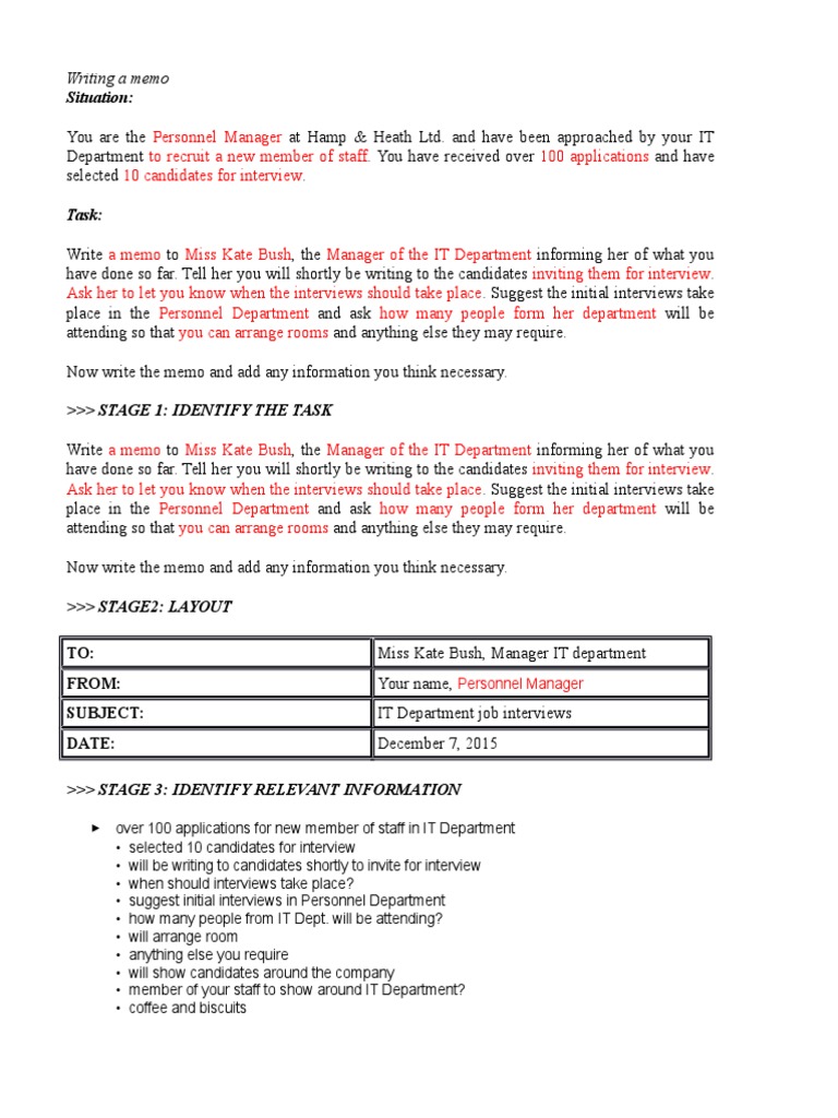 Tutorial 1 Memo | PDF | Interview | Business