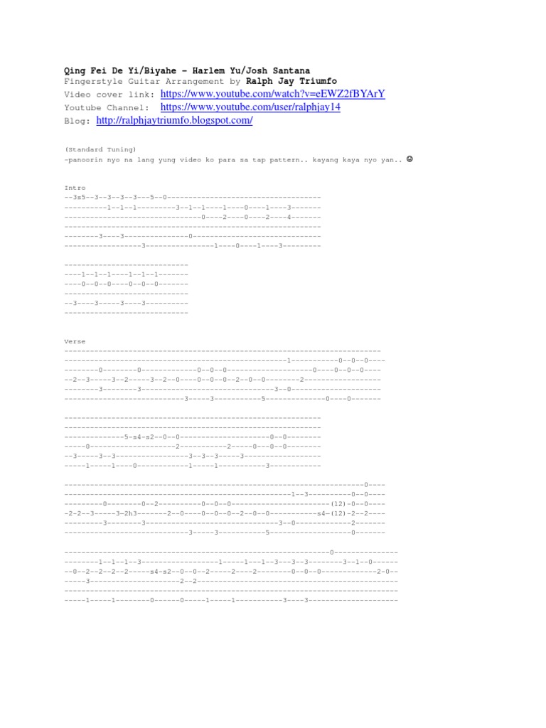 Biyahe Fingerstyle Guitar Tabs | PDF