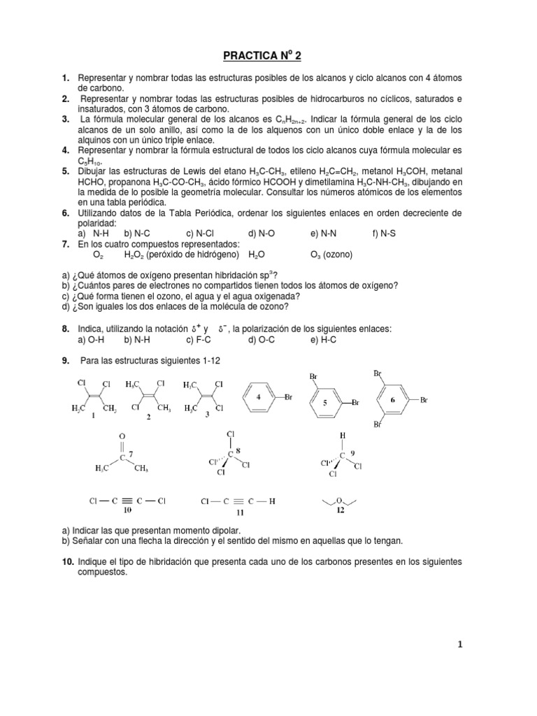 Química Orgánica: Ejercicios Avanzados | PDF | Alcano | Enlace químico