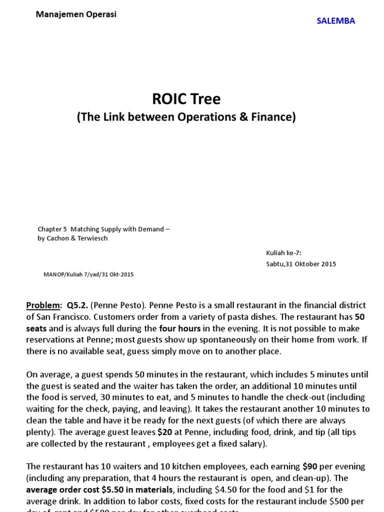 Manop 7 ROIC Tree | Download Free PDF | Restaurants | Waiting Staff