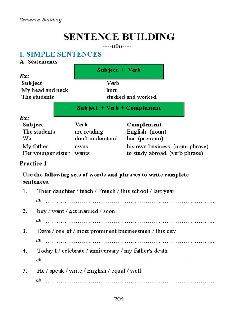 Sentence Structure | PDF | Subject (Grammar) | Verb