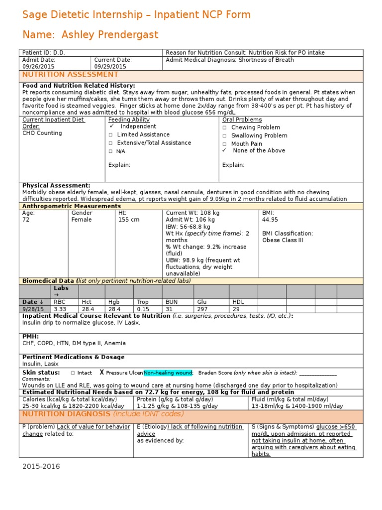 CHF NCP Form | PDF | Heart Failure | Nutrition
