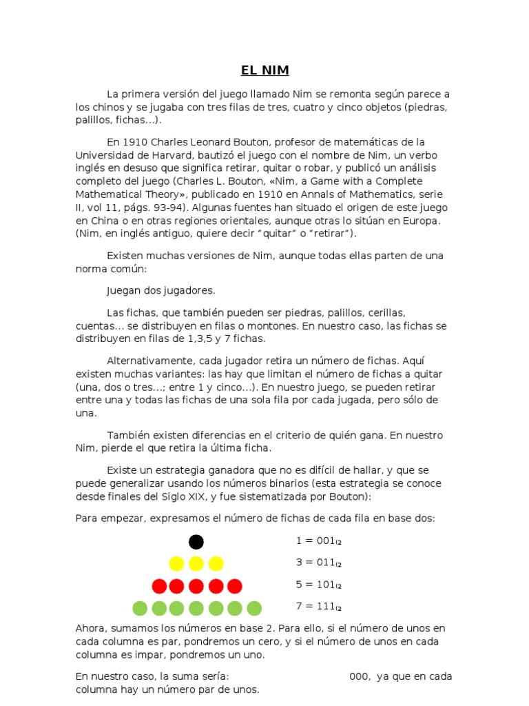 El Nim | PDF | Prueba matemática | Enseñanza de matemática