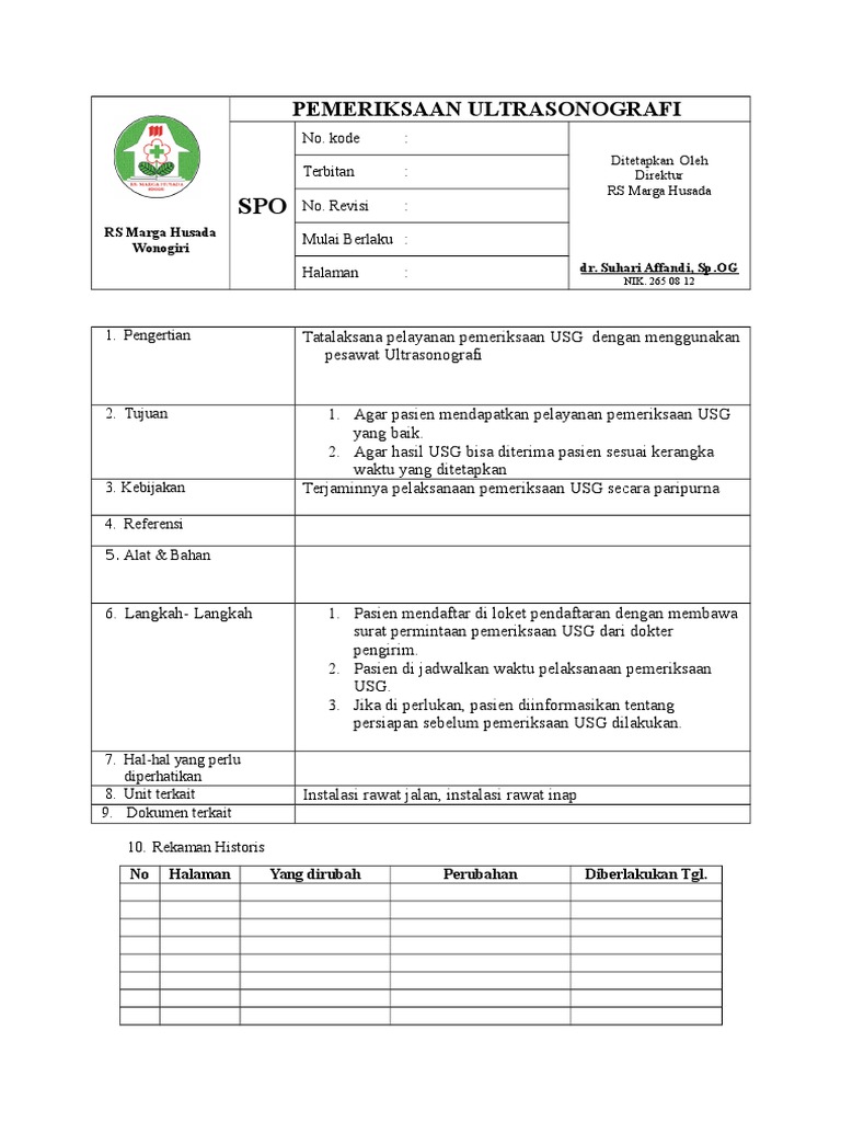 Spo Pemeriksaan Usg | PDF