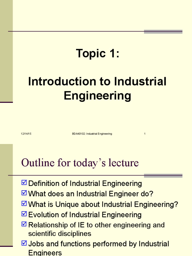 01 - Introduction To Industrial Eng - r1 | PDF | Industrial Engineering ...