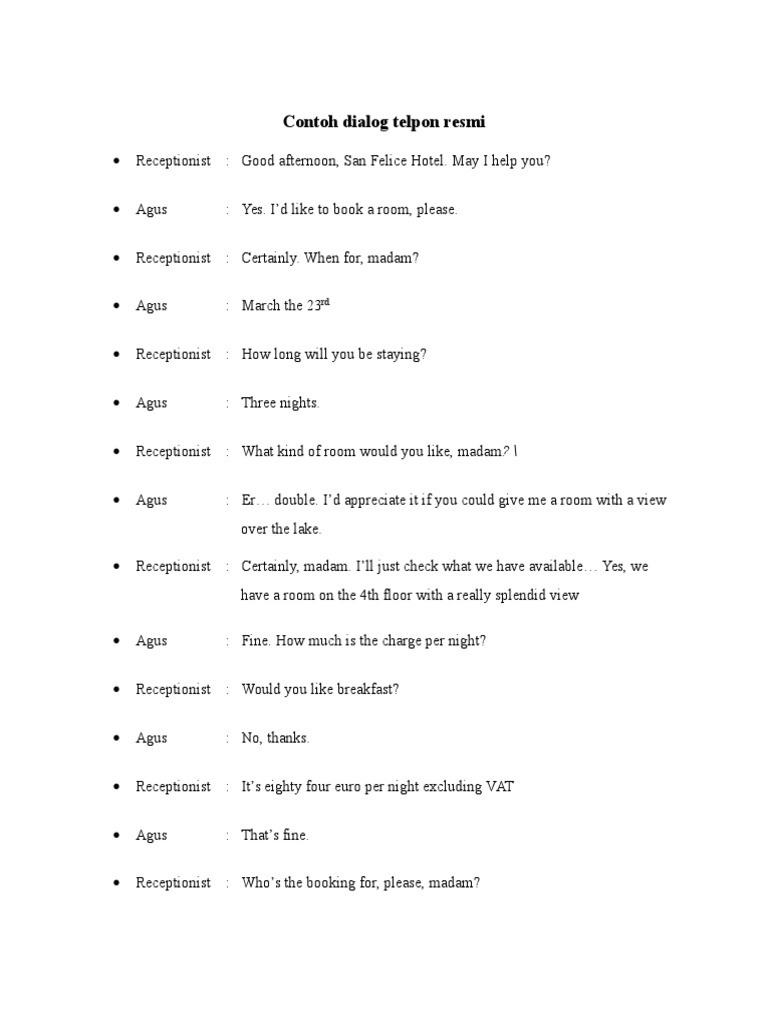 Contoh Dialog Telpon Resmi | PDF