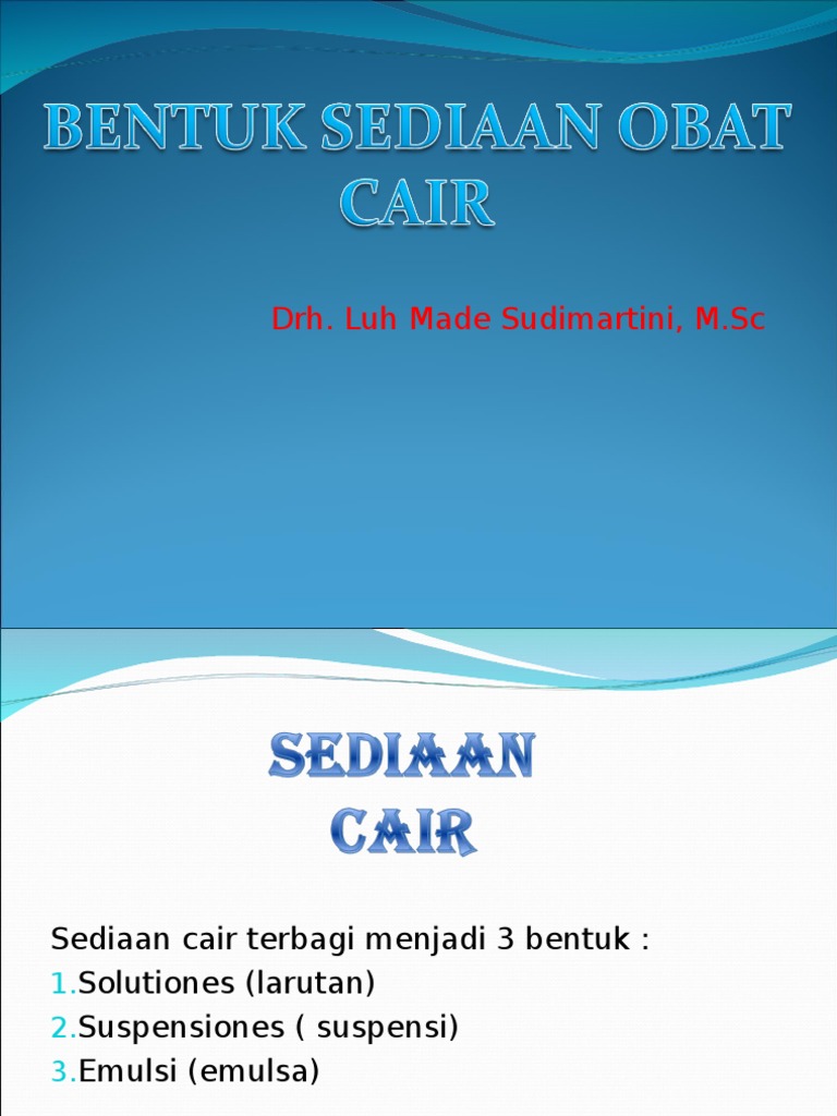 Bentuk Sediaan Obat Cair | PDF
