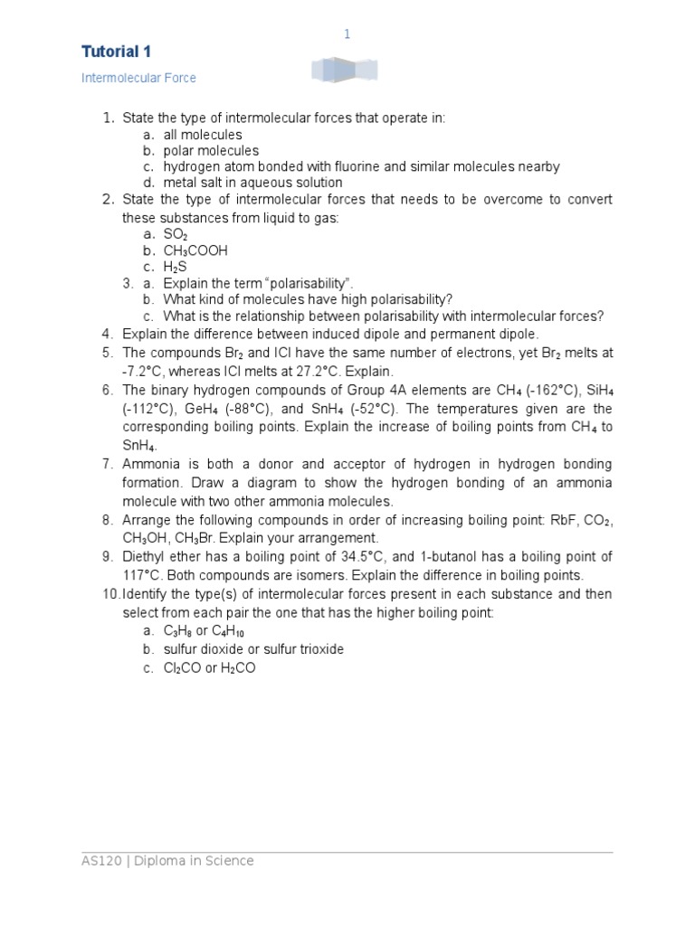 Intermolecular Forces and Boiling Points Guide | PDF