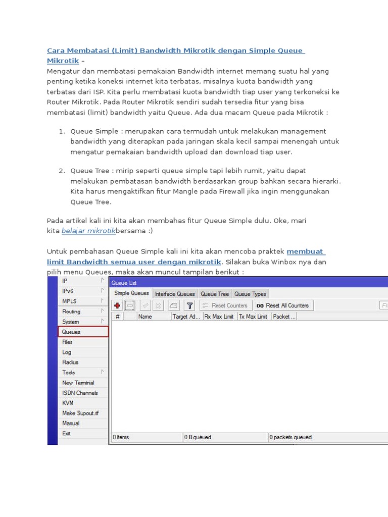 Cara Setting Queue Mikrotik | PDF