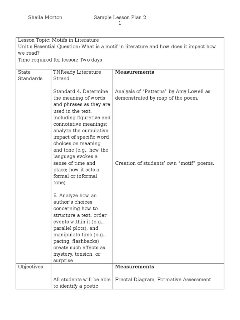 Sample Lesson Plan II | PDF | Poetry | Lesson Plan