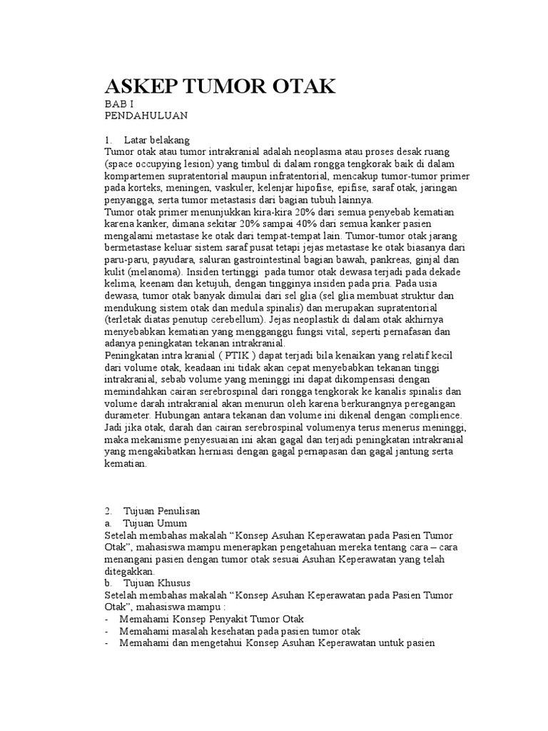 Makalah Askep Tumor Otak | PDF | Pengembangan Diri | Sains & Matematika