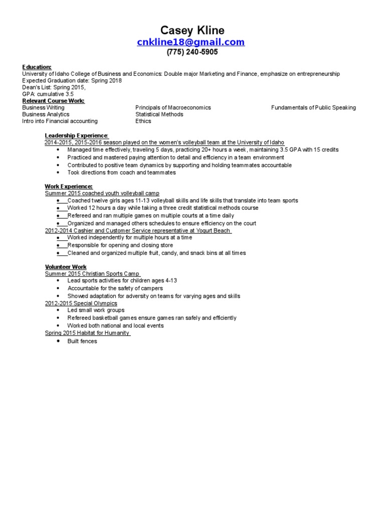Casey Kline Resume | PDF