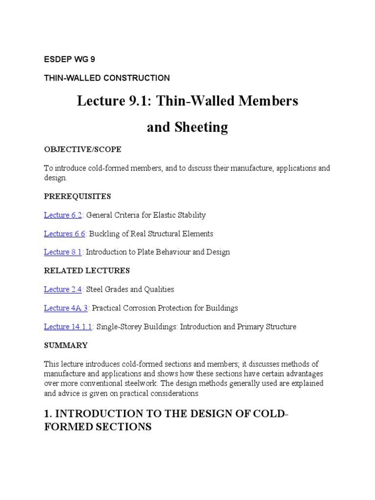 Cold Form Design | PDF | Buckling | Bending