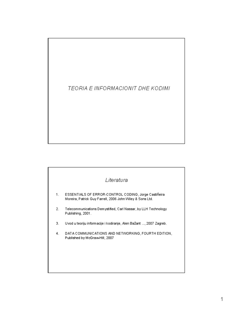 Teoria e Informacionit Dhe Kodimi | PDF