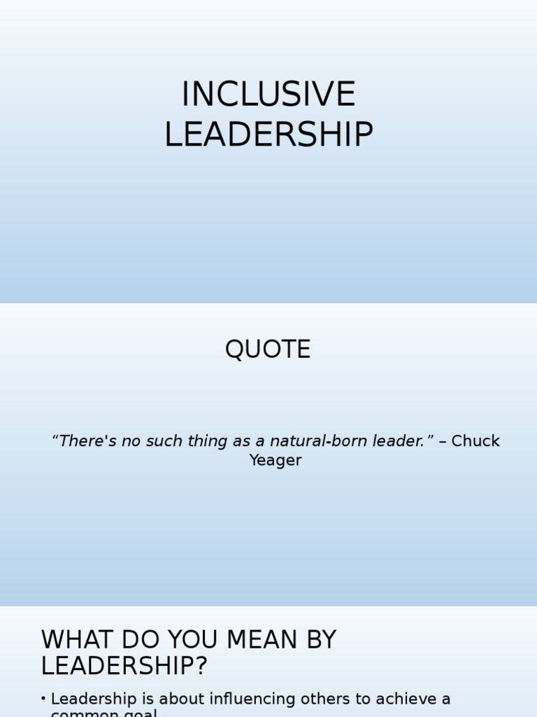 INCLUSIVE LEADERSHIP.pptx | Leadership | Leadership & Mentoring