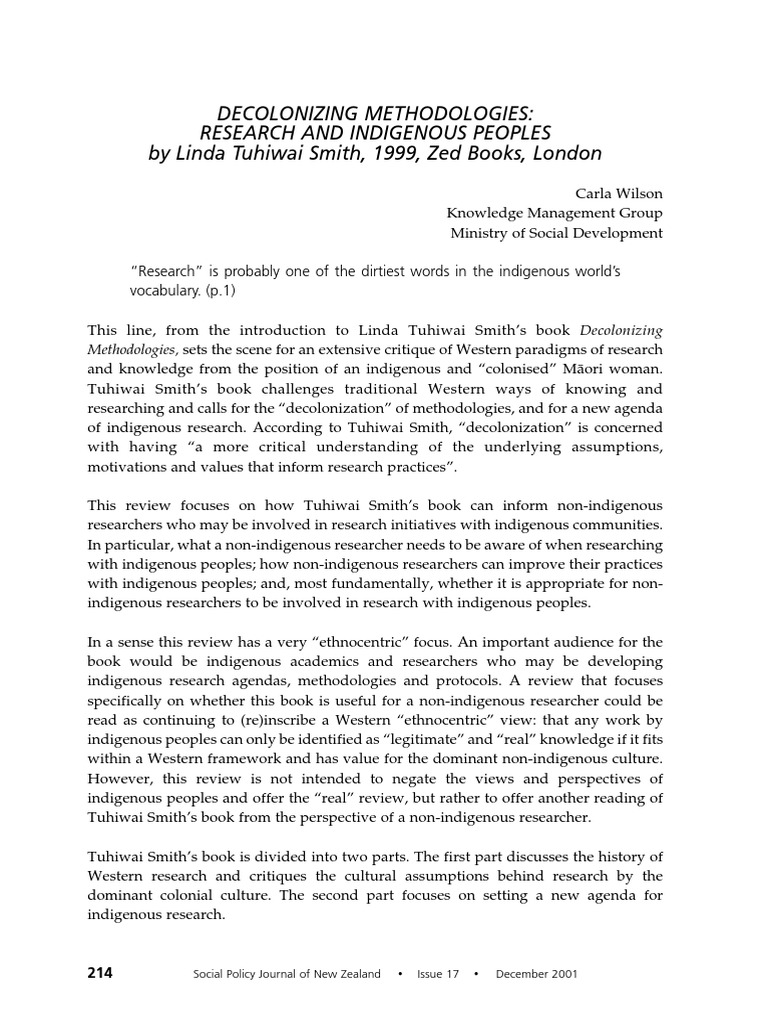 Decolonizing Methodologies | PDF | Colonialism | Indigenous Peoples