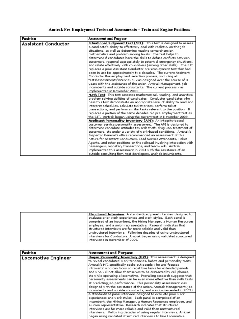 Amtrak Train-Engine Tests and Assessments | PDF | Conductor (Rail ...