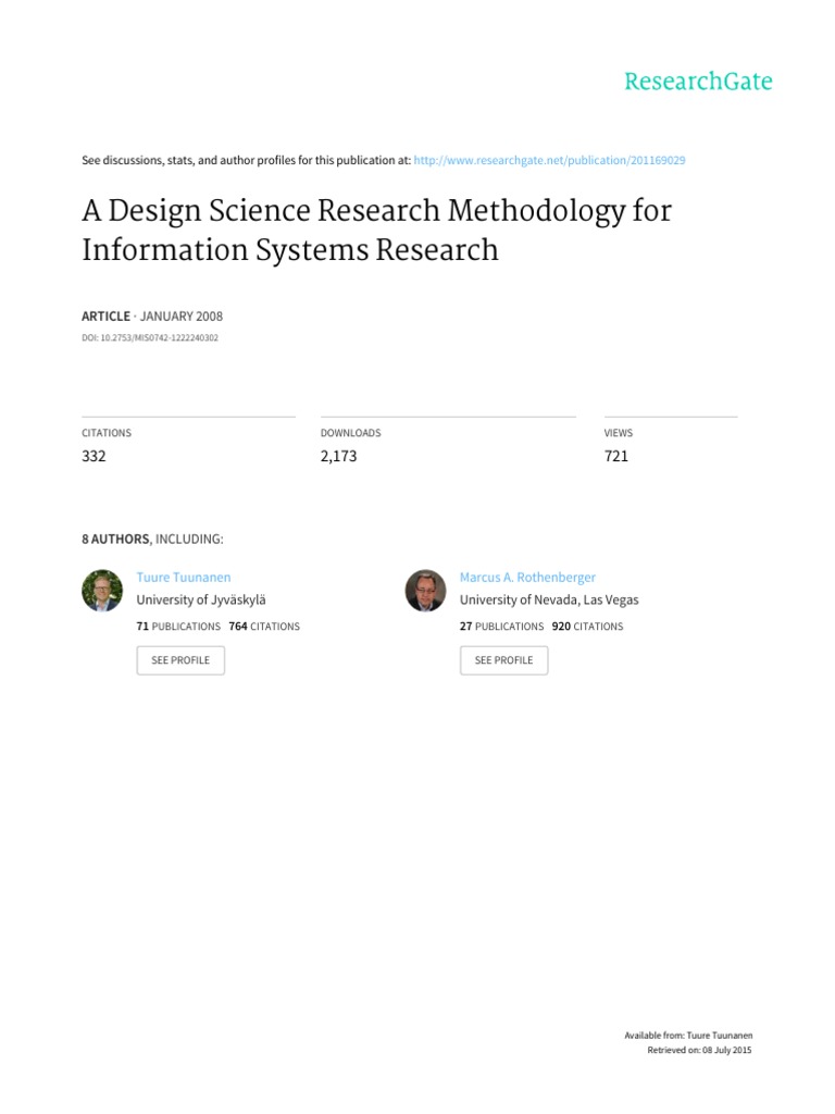 A Design Science Research Methodology | Download Free PDF | Design ...