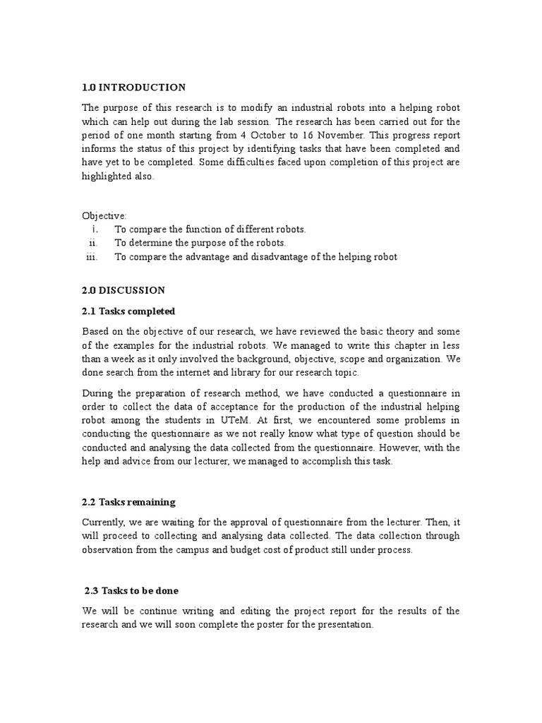 Progress Report | PDF | Robot | Robotics