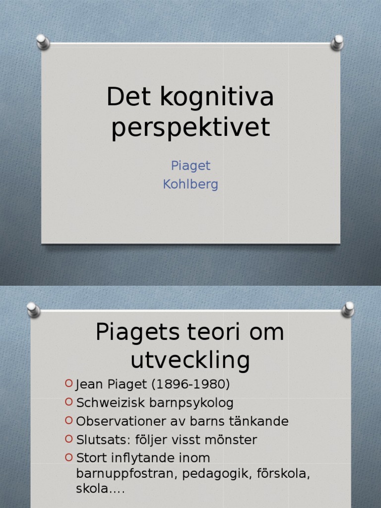 Det Kognitiva Perspektivet Piaget | PDF