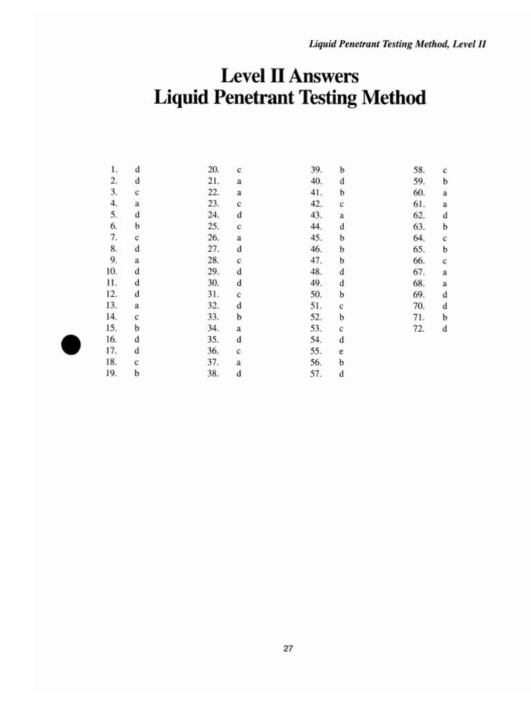 PT ASNT Levels I II III Questions Answers 27 | PDF