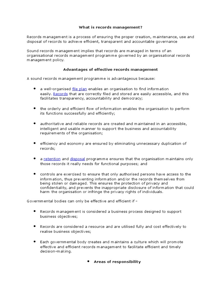 What is Records Management | Records Management | National Archives And ...