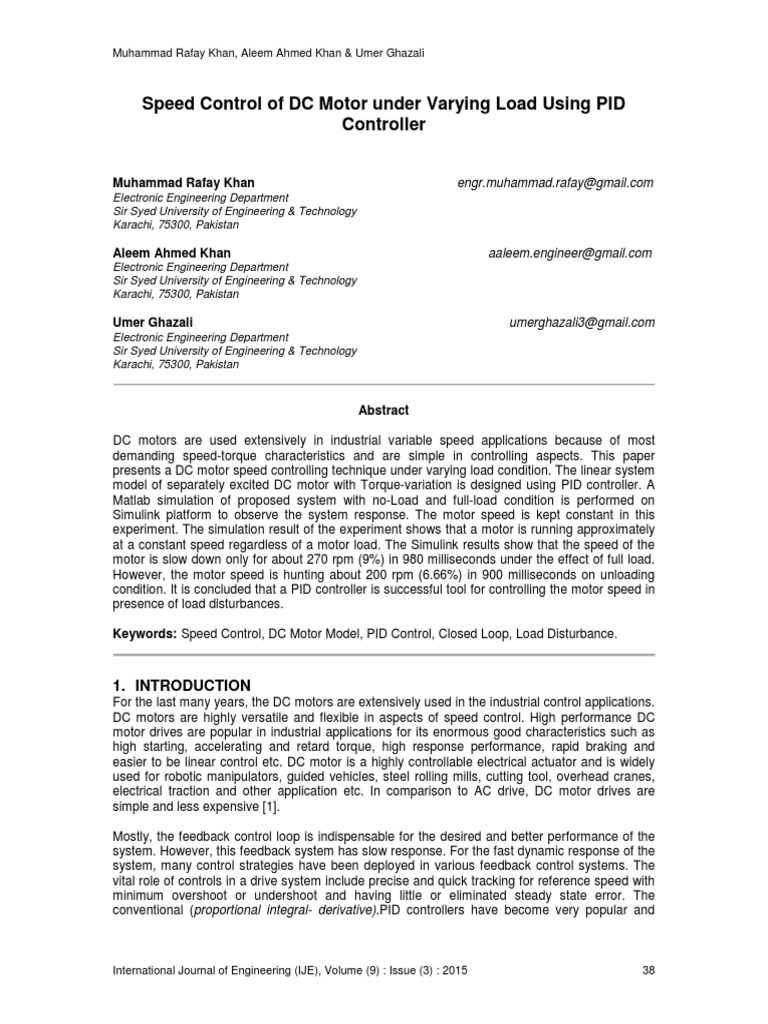 PID Control for DC Motor Speed Management | PDF | Control System ...