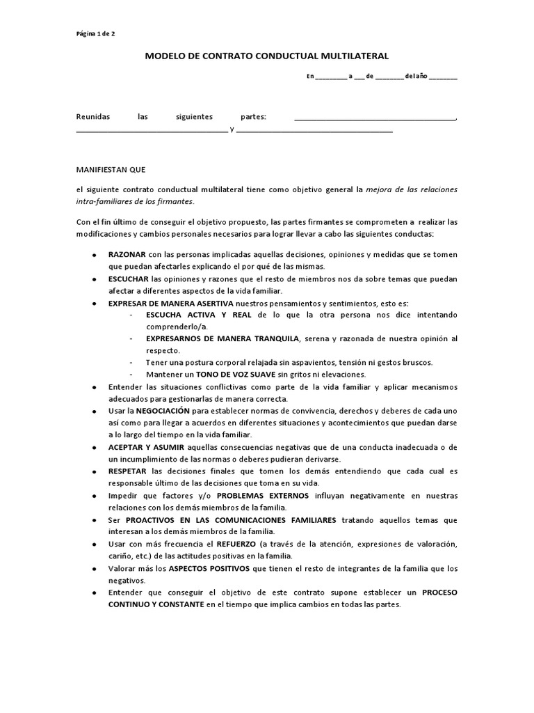 Modelo de Contrato Conductual Multilateral | Toma de decisiones ...