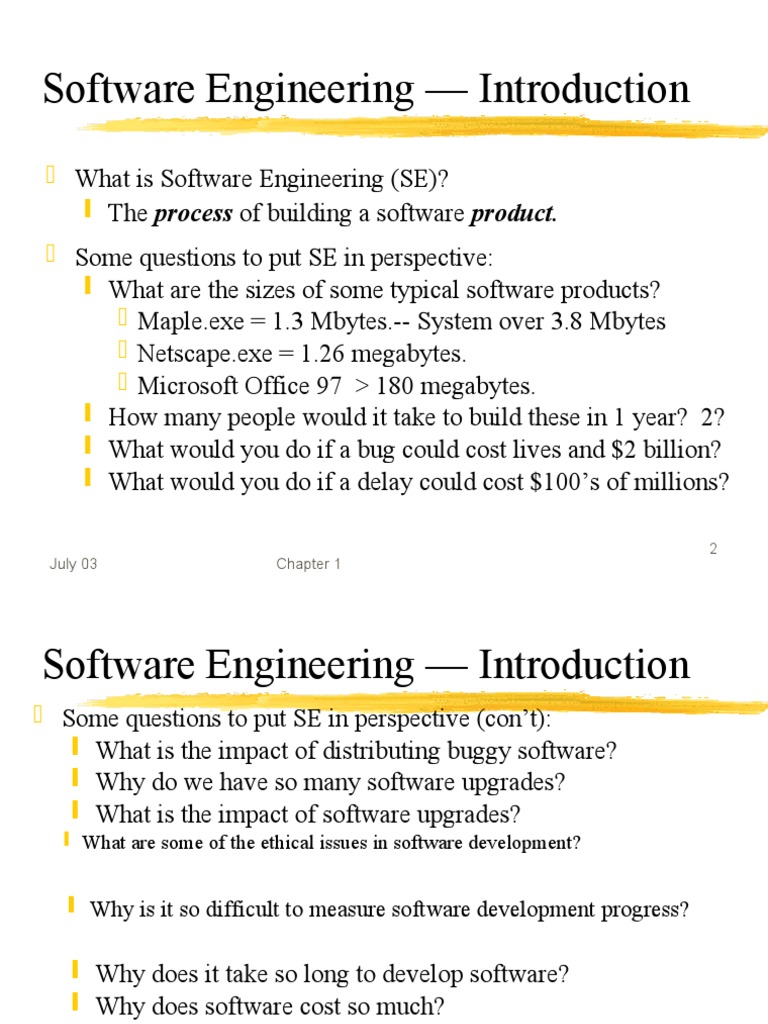 Software Engineering - Introduction: July 03 2 | PDF | Software ...