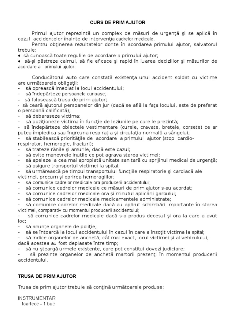 Masuri de Prim Ajutor | PDF