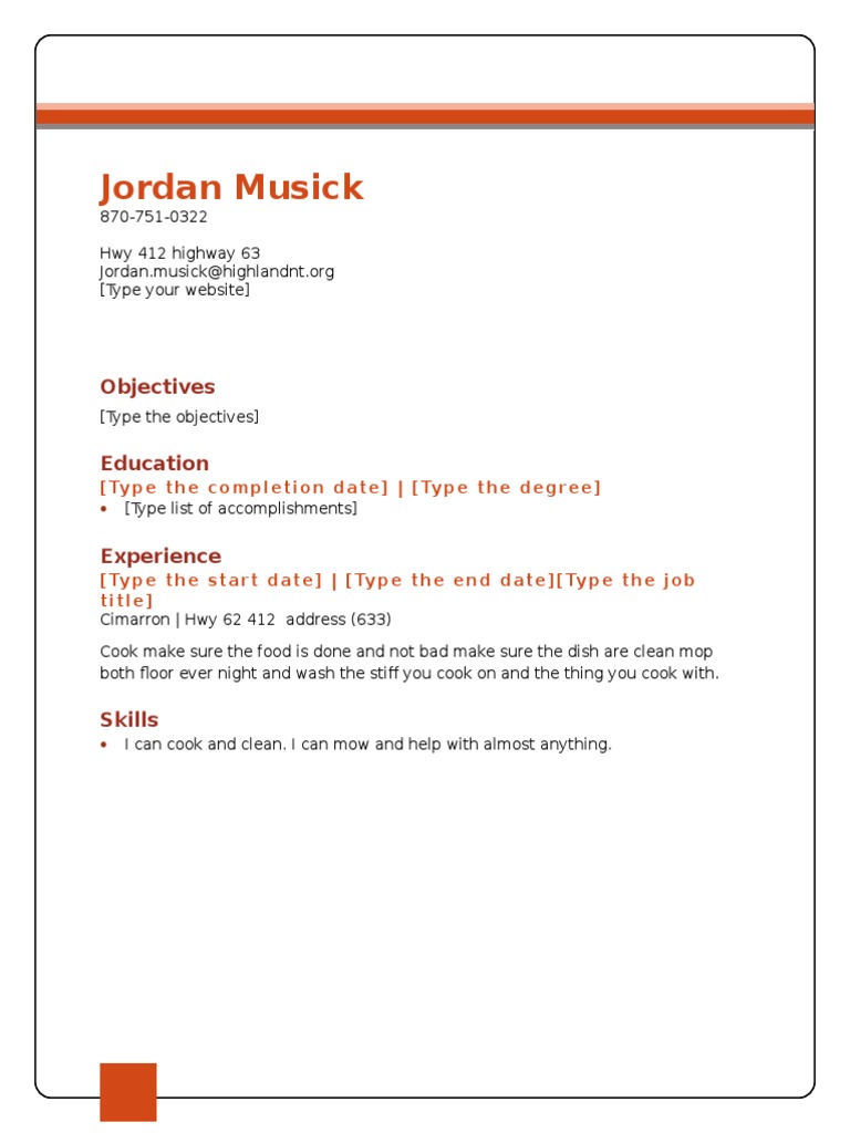 Jordan Musick Resume | PDF