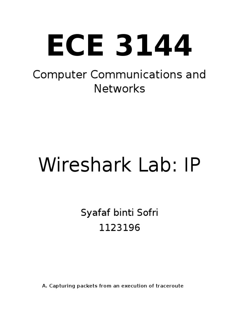IP Wireshark Lab Solution | PDF | Internet Protocols | Network Packet IP Wireshark Lab Solution | PDF | Internet Protocols | Network Packet