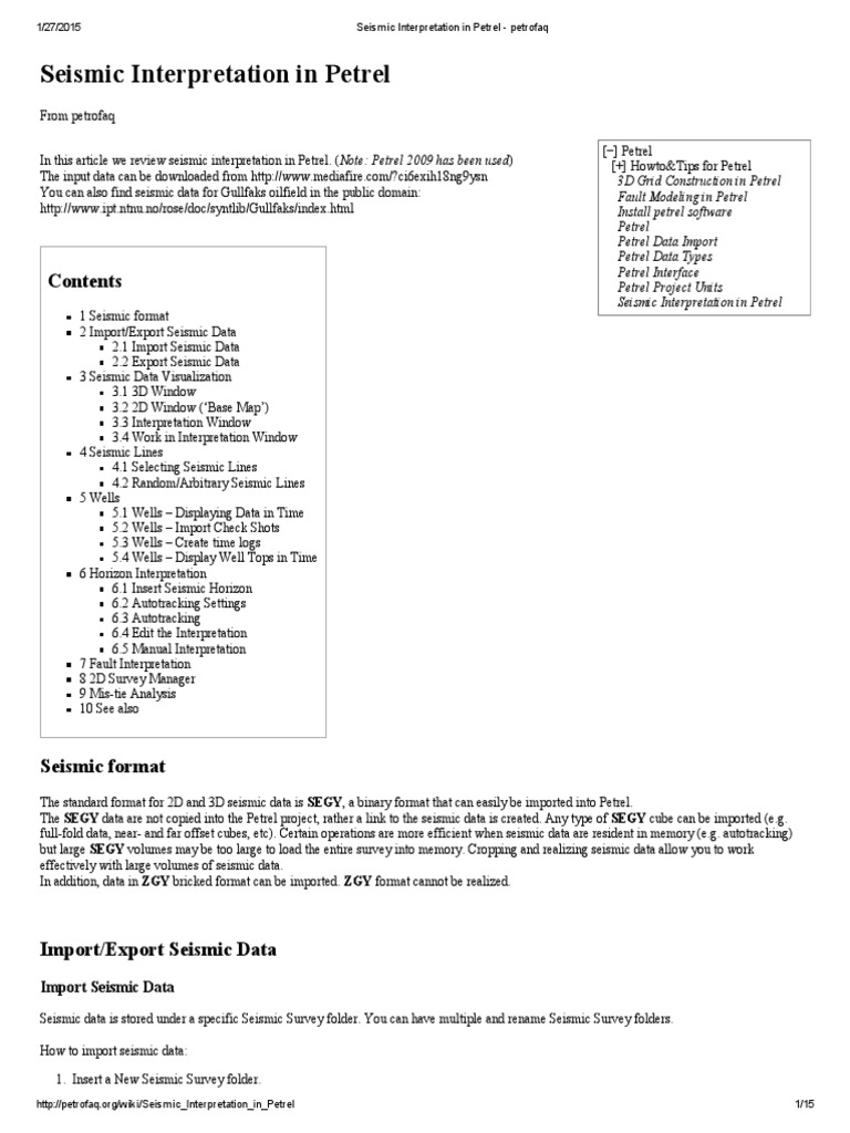 Seismic Interpretation in Petrel - Petrofaq | PDF | Amplitude ...
