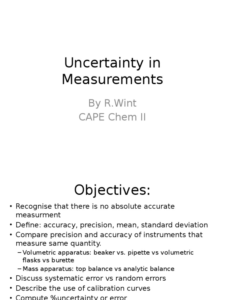 Uncertainty in Measurements | PDF | Accuracy And Precision | Absorbance