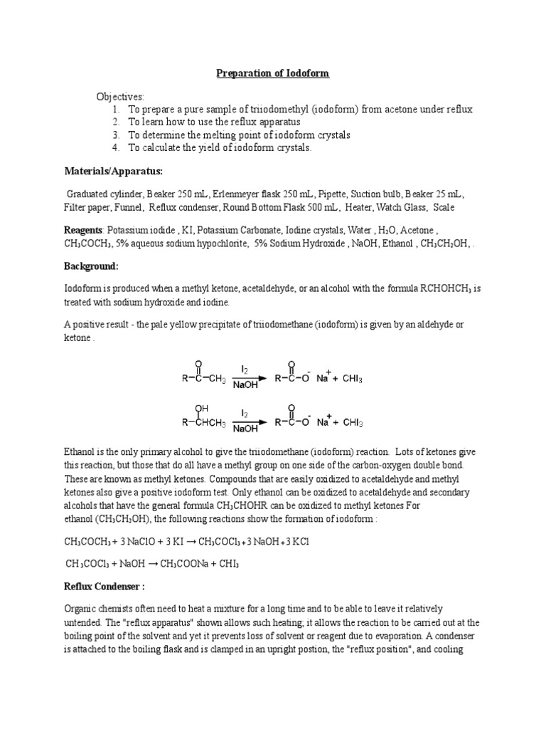 Preparation of Iodoform | PDF | Ketone | Chemical Compounds