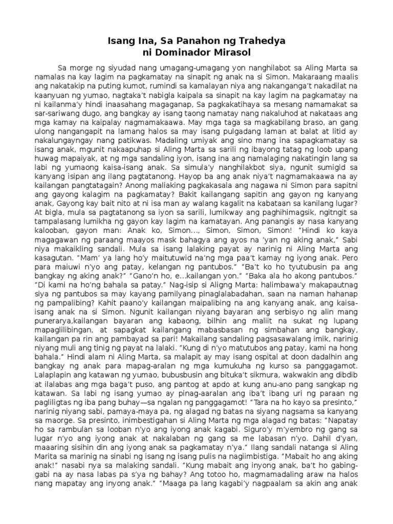 Isang Ina Sa Panahon NG Trahedya | PDF