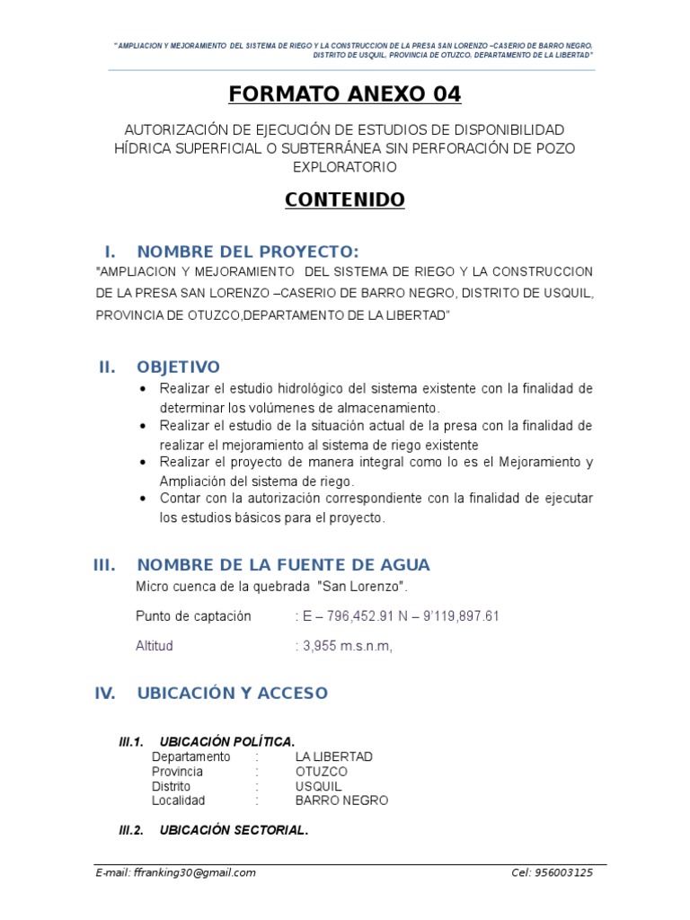 Formato Anexo 04 | PDF | Riego | Hidrología