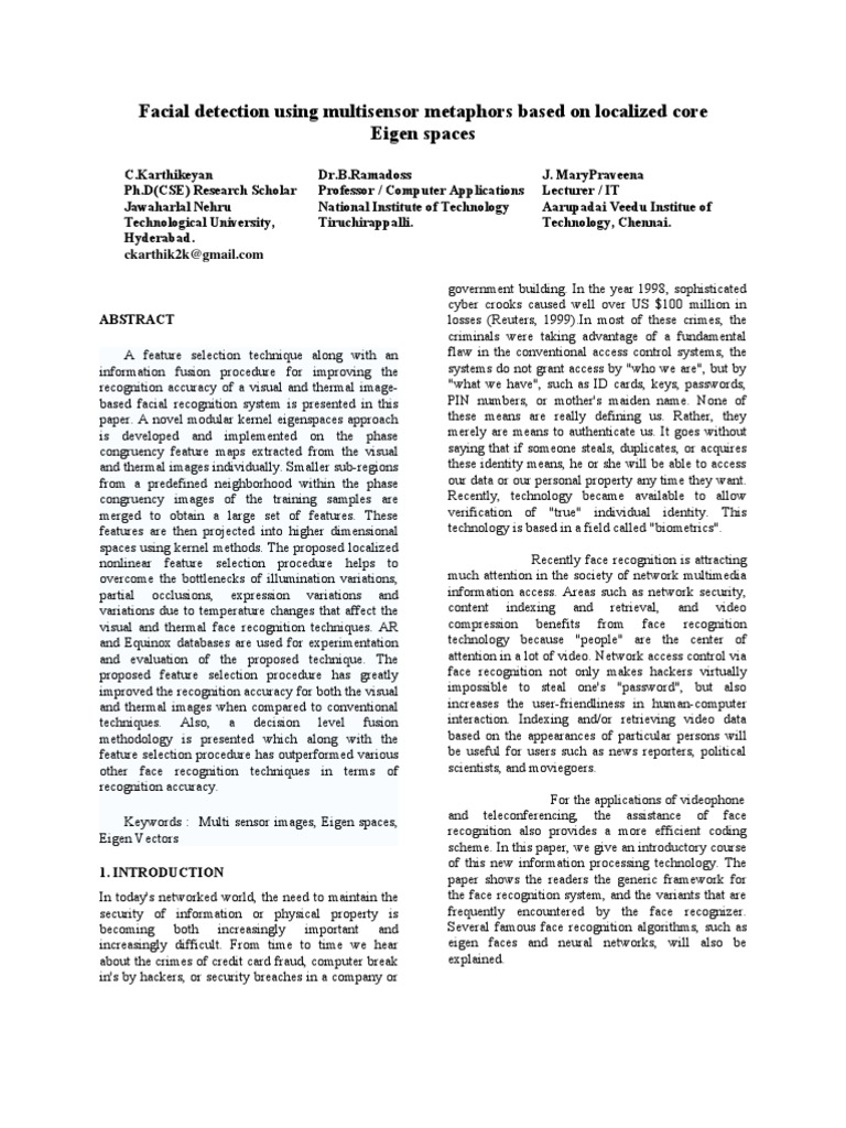 Multi Sensor Eigenspaces | PDF | Eigenvalues And Eigenvectors | Areas Of Computer Science