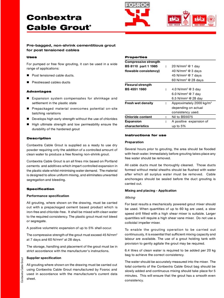 Conbextra Cable Grout | PDF | United Arab Emirates | Cable