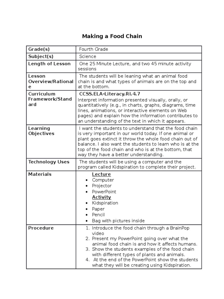 Making A Food Chain Pdf