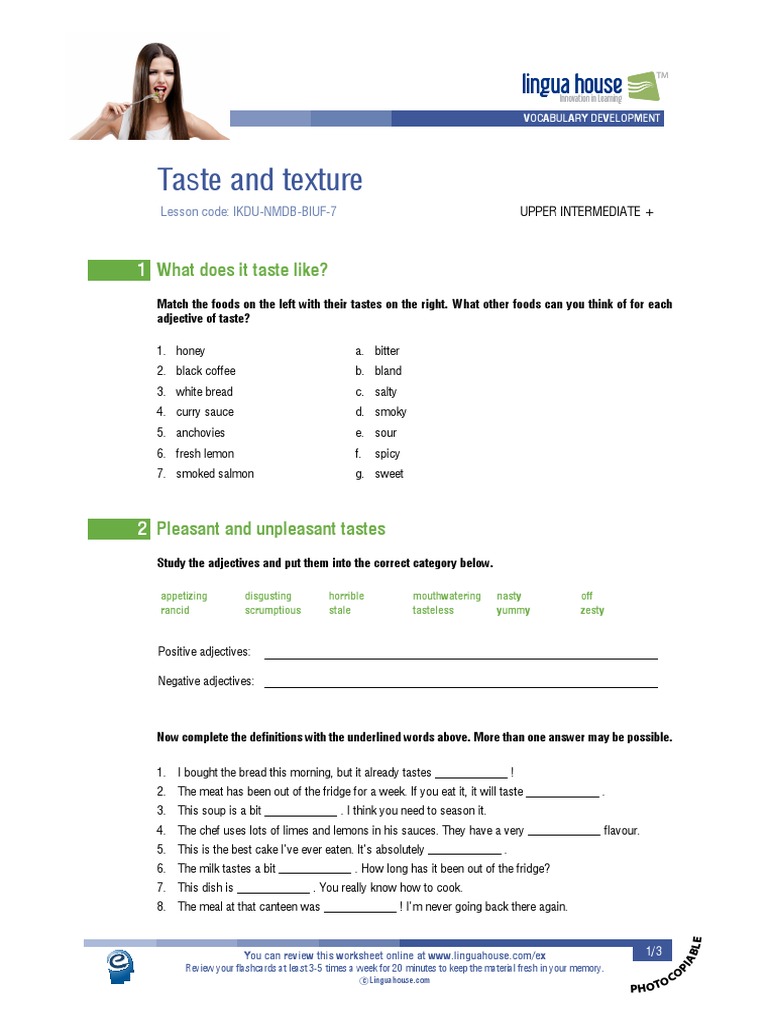 Taste and Texture | PDF | Taste | Adjective