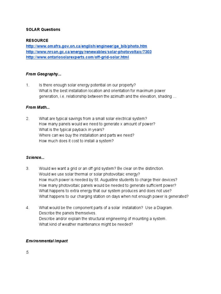 SOLAR Questions Resource: From Geography.. | PDF | Science ...