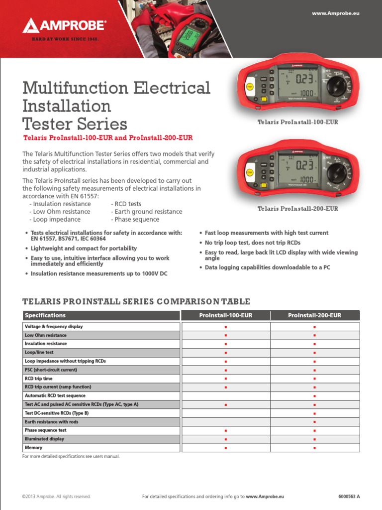 Multifunction Electrical Installation Tester Series: Telaris Proinstall ...
